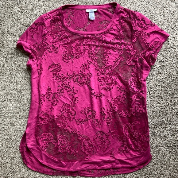 Tops | Bar Iii Hot Pink Burnout Tunic Top Size Xl | Poshmark
